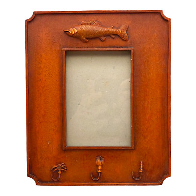 Rustic Lodge Fishing Photo Picture Frame - 3.5x5 Rust Red Brown Fish ...