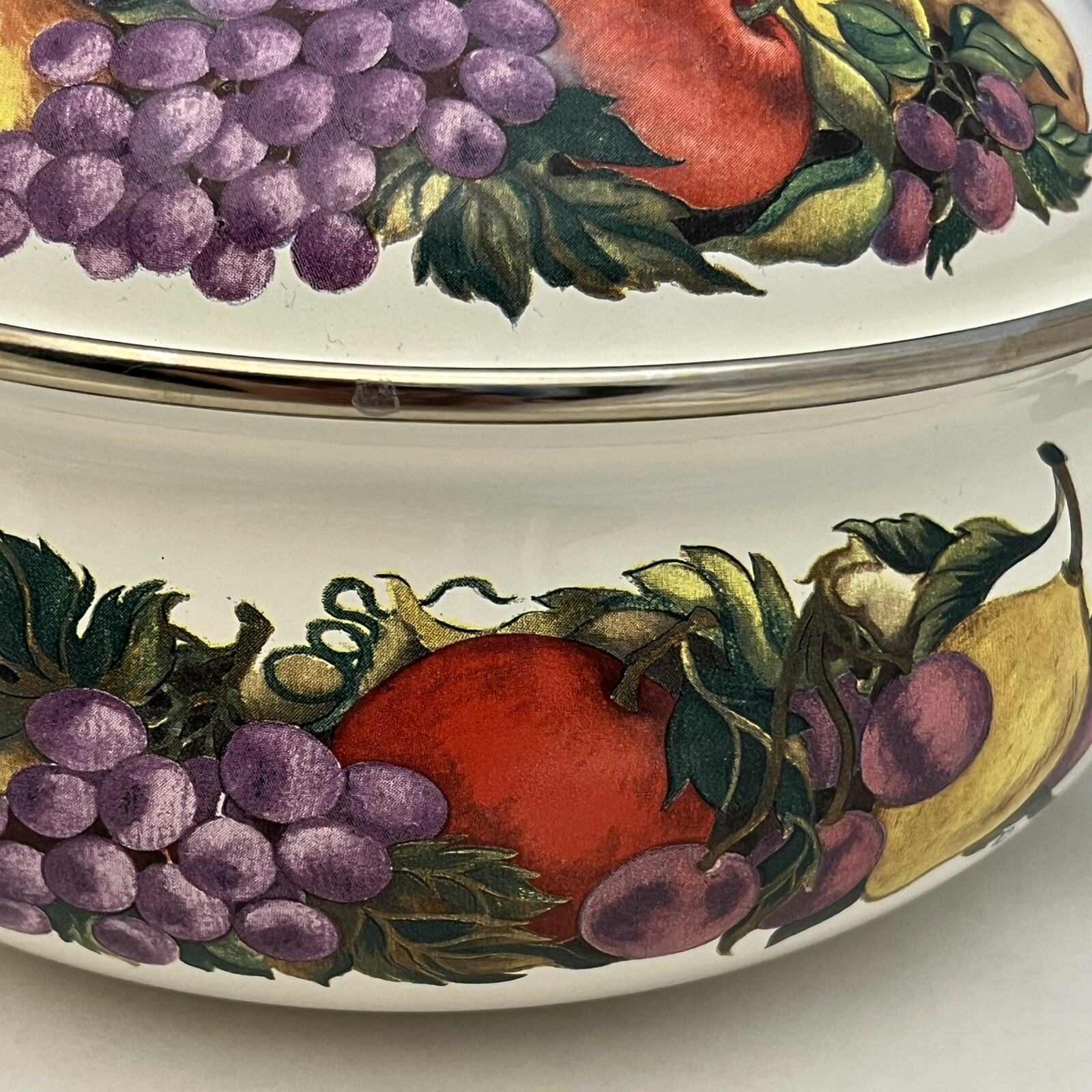 Vintage Cornucopia Ceramic Casserole Dish With Lid Handles Fruit Design ...