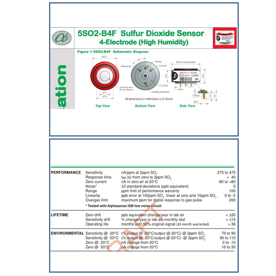 1PC 5SO2-B4F SO2 Sulfur Dioxide Sensor Detector | eBay