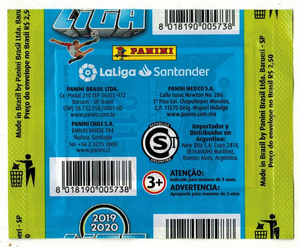 Brazil version 2019-20 Panini Spain La Liga Santander Soccer Sticker ...