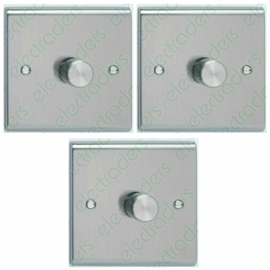 3 x Deta SD1414SS Universal LED Dimmer Switches 1 Gang 2 Way 3 - 250W ...