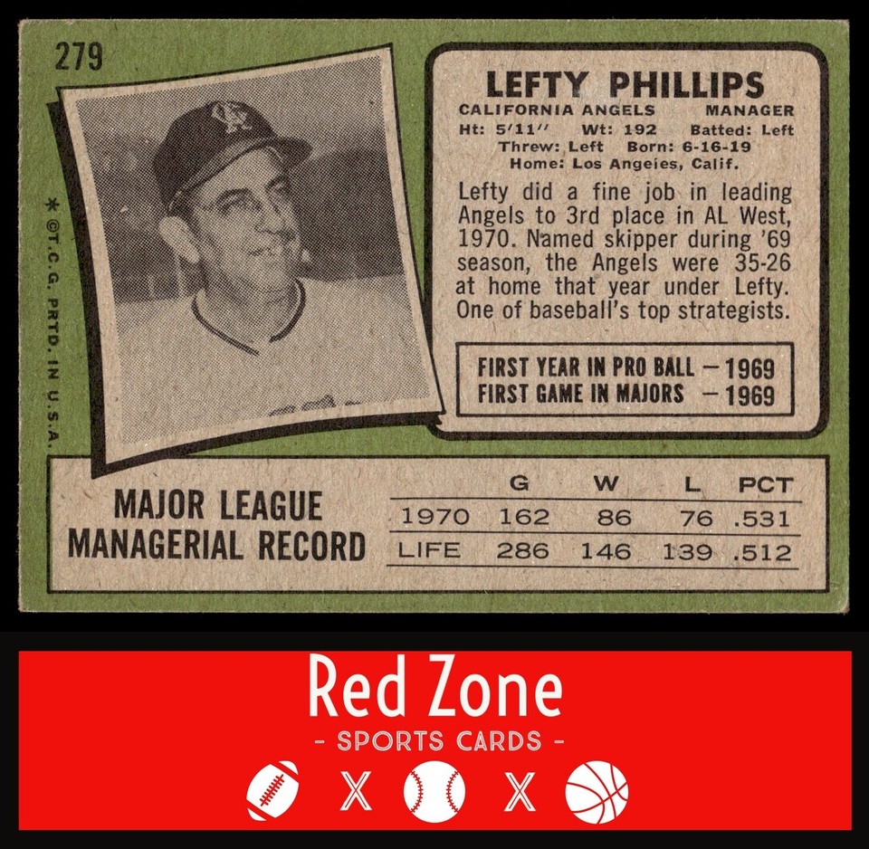 1971 Topps - #279 Lefty Phillips EX | eBay