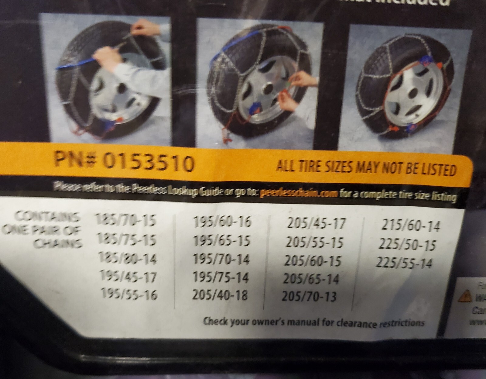 Peerless Auto Trac 0155510 Tire Snow Chains Self Tightening 1516171819 ...