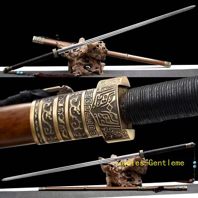 Double Hands Hard Sword Chinese KUNGFU Tai Chi Sword Folded Steel Brass ...