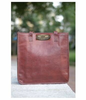Vintage Looking Genuine Leather Tote Shoulder Bag Handmade Purse 14X14 ...