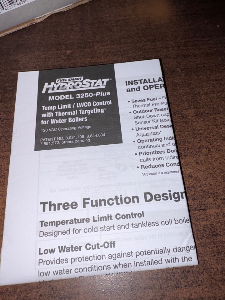 NEW HYDROLEVEL HYDROSTAT 3250-PLUS TEMP LIMIT LOW WATER CUT-OFF OIL ...