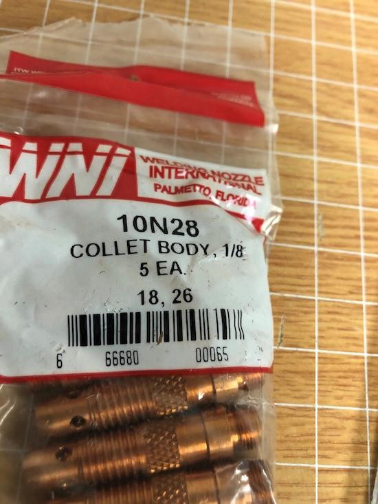 WNI 10N28 COLLETS 1/8" FOR 18 & 26 TORCH (EACH PACK QTY 5) | eBay