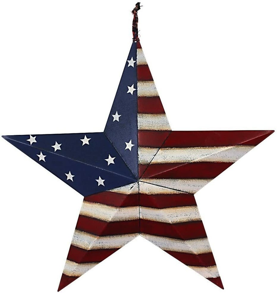 Patriotic Metal Barn Star Hanging Wall Decor Distressed Country Barn ...