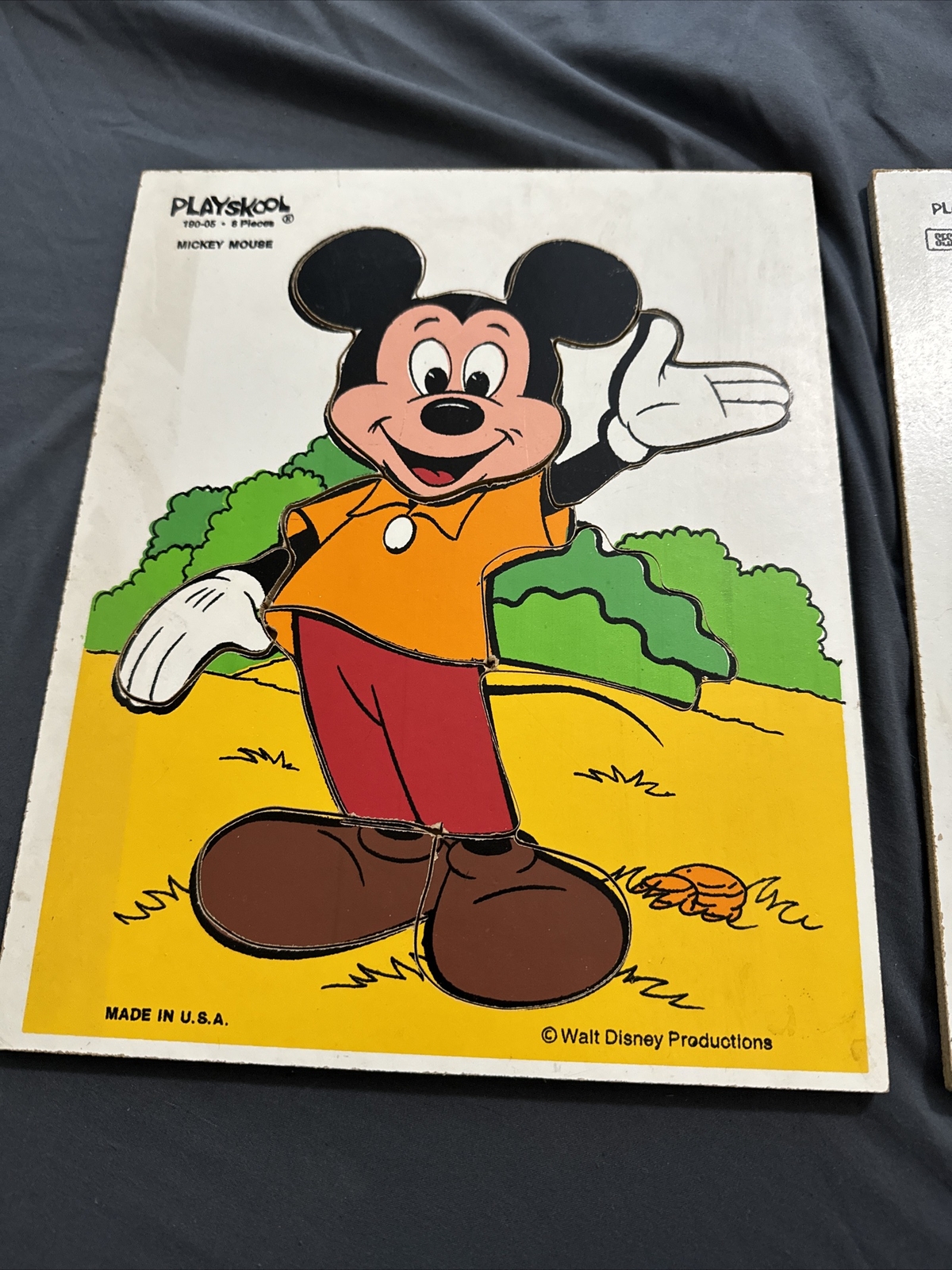 2 Vintage Playskool Disney Mickey Mouse & Sesame Street Wooden Puzzle ...