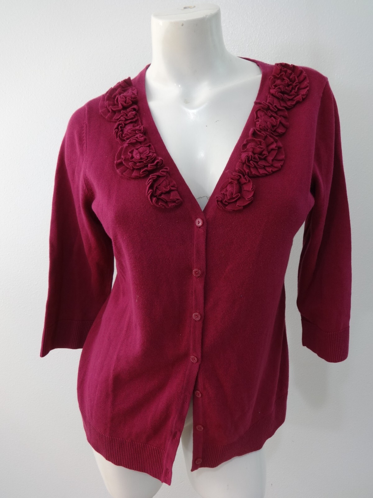 CHRISTOPHER & BANKS WOMEN'S FUCHSIA COTTON CARDIGAN SWEATER SIZE M | eBay