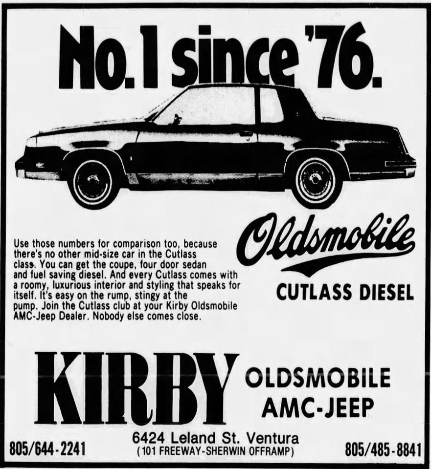 Ventura California Kirby Oldsmobile AMC Jeep Vintage Dealer License ...