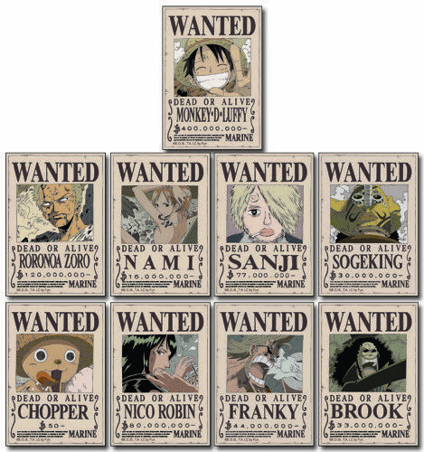 One Piece Straw Hat Crew Wanted Poster Stickers Anime Licensed for sale ...