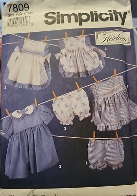 Simplicity Heirloom Pattern 7809 Toddler Dress Pinafore Panties ...