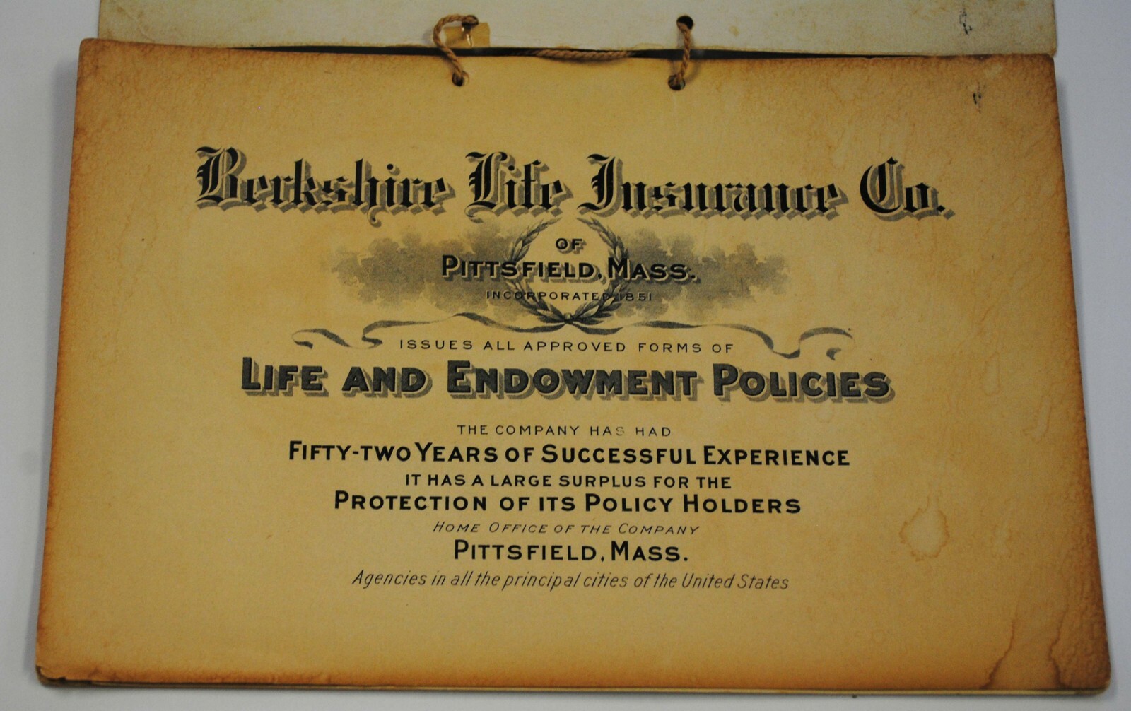 Antique 1903 Calendar Berkshire Life Insurance Co. Pittsfield Mass.. | eBay