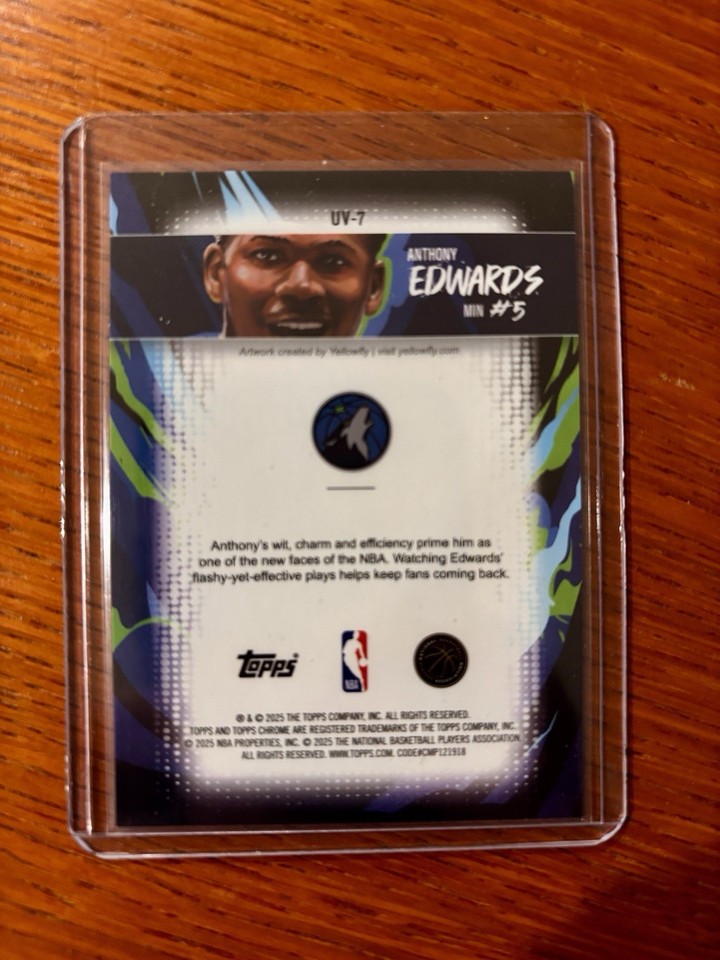 2025-26 Topps Chrome Basketball Anthony Edwards Ultra Violet SSP Case ...