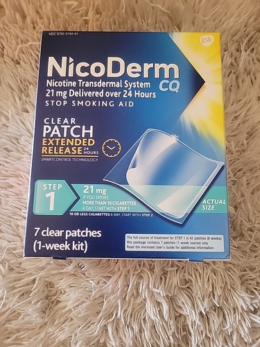 NICODERM CQ STEP 1 7 CLEAR PATCHES Stop Smoking Aid 21 MG Each EXP 04/ ...