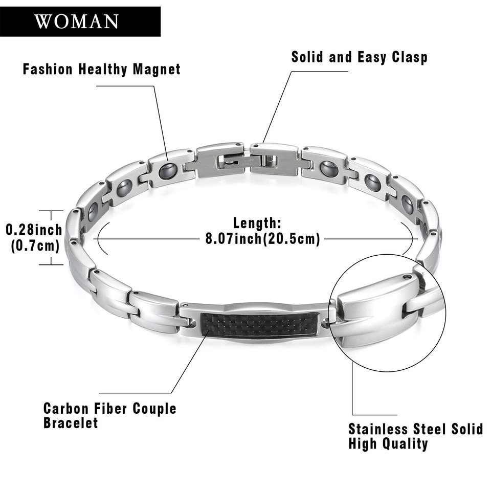 Men Women Stainless Steel Magnetic Therpay Bracelet For Arthritis and ...