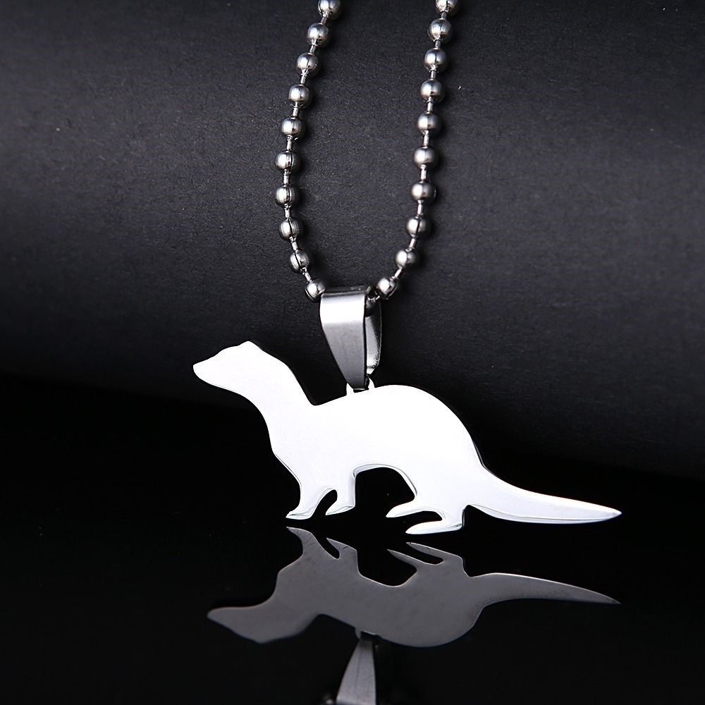 Stainless Steel Ferret Stoat Pet Charm Pendant plus FREE Chain Necklace ...