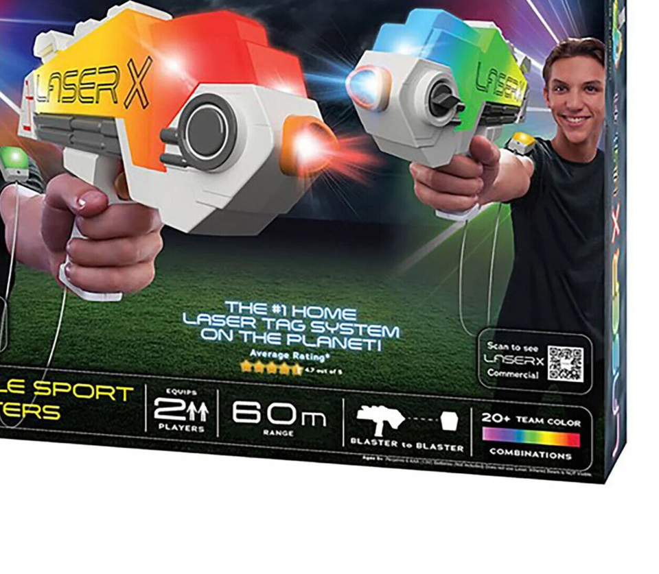 2 Player Laser Tag Guns Laser-X Skirmish Indoor Outdoor Shooting Game ...