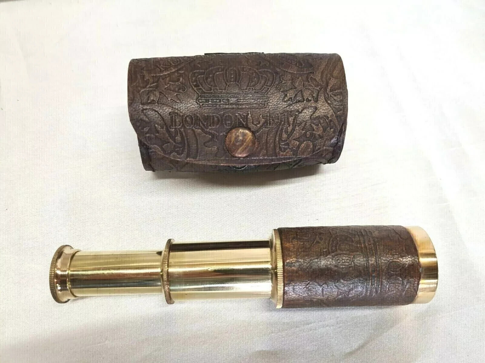 Nautical Brass Antique Telescope Pirate scope with leather Box Lot of ...