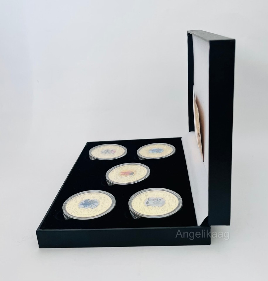 Digimon x5 Gold Plated Complete Commemorative Coin Set In A black ...