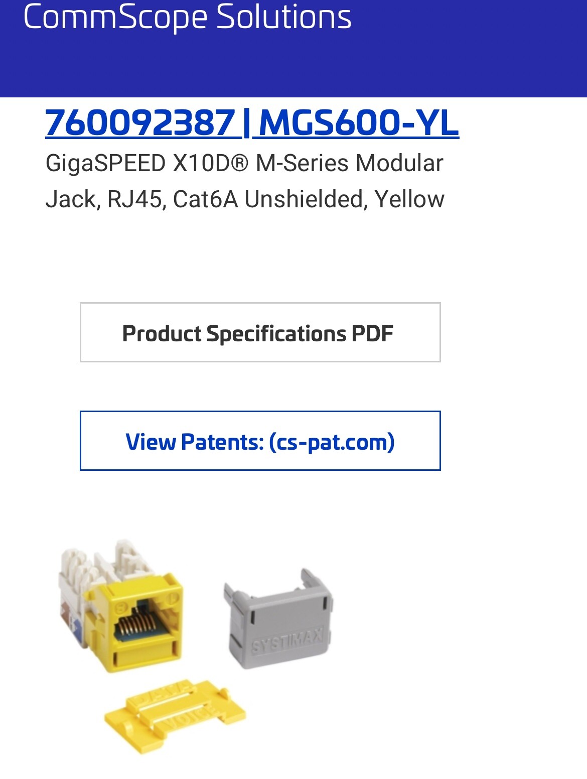 Commscope MGS600 Outlet - Yellow Box Of 25 | eBay