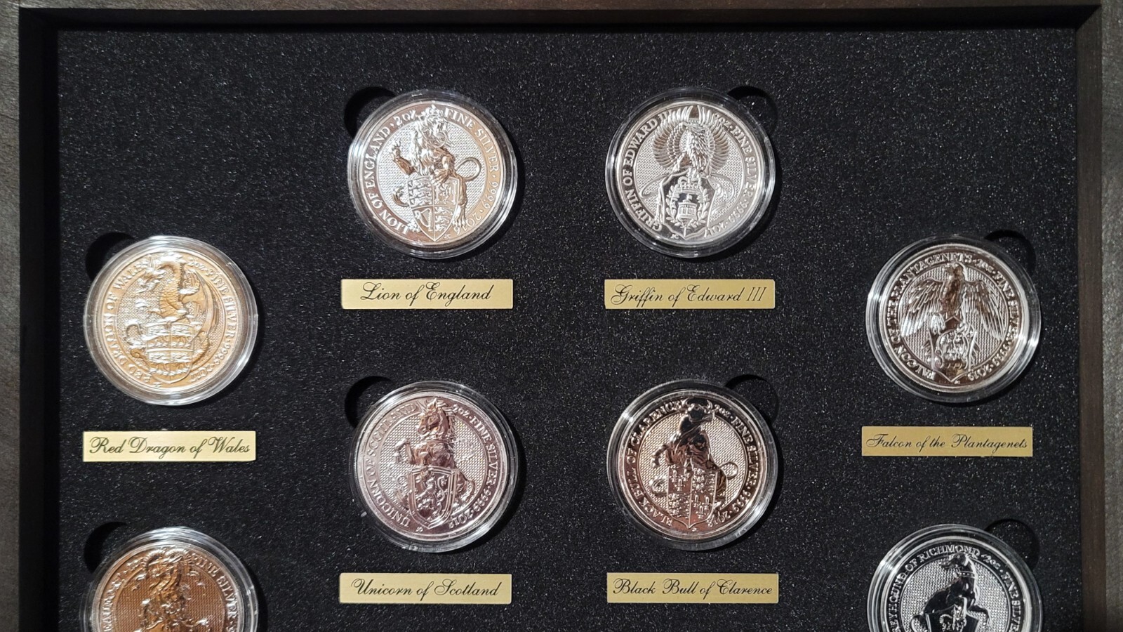 Complete Set Royal Mint 2 oz Queen's Beast Silver Coins Box Display ...