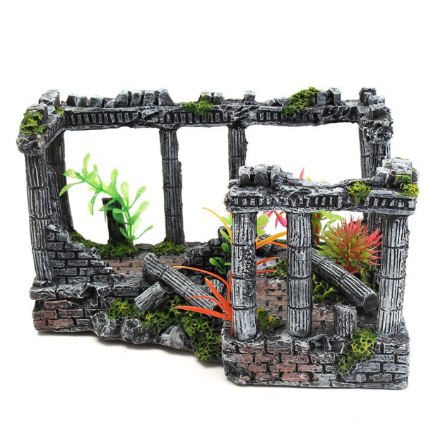 Fish tank aquarium landscaping ruins of retro roman columns decoration ...