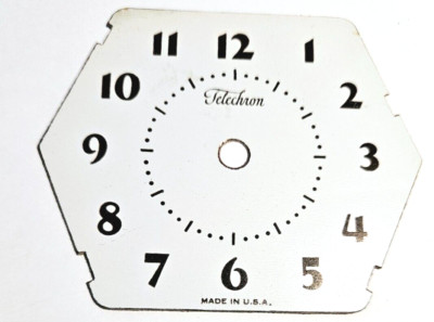 Vintage White and Black Telechron Cardboard tin Six sided Clock Face | eBay