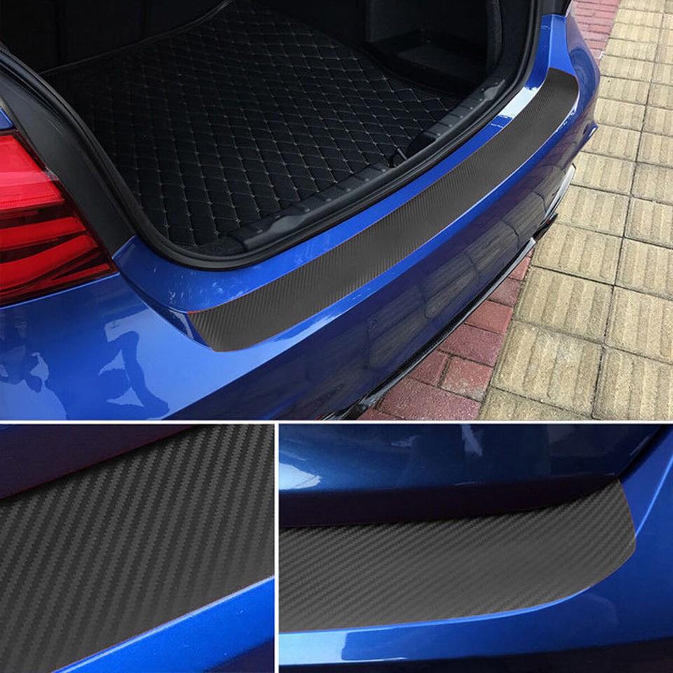 Universal 4D Carbon Fiber Car Rear Bumper Trunk Tail Lip Protect Decal ...