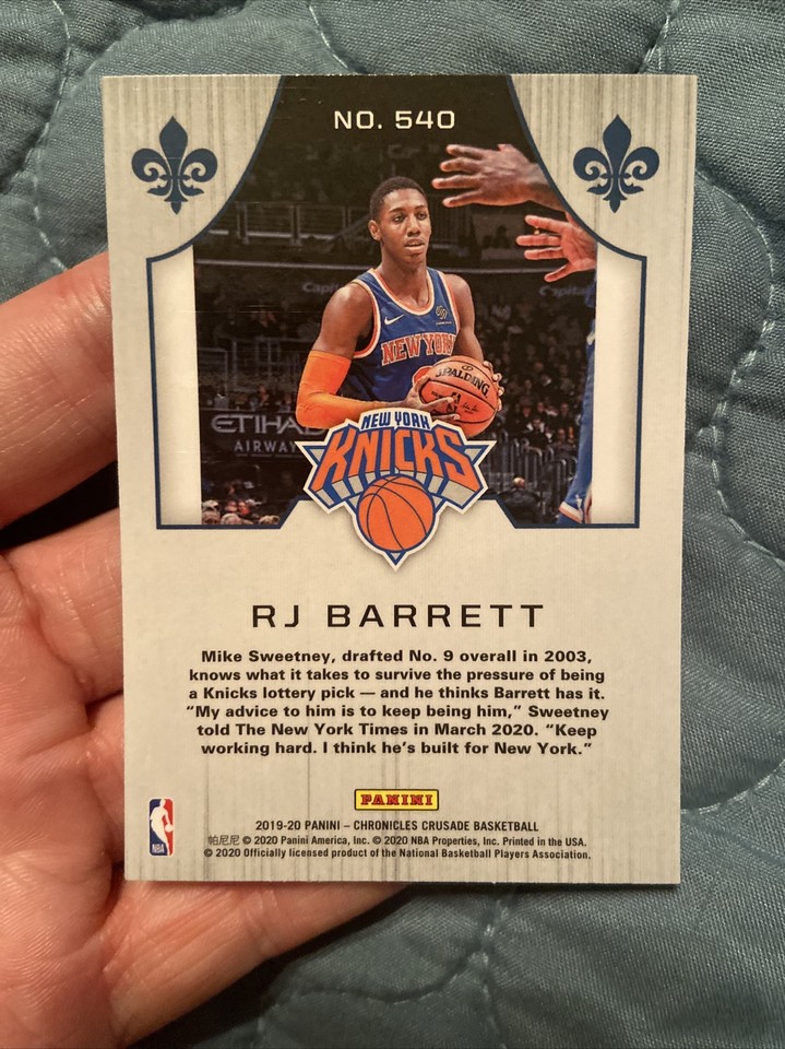 2019-20 Panini Crusade RJ BARRETT RC Rookie Insert Card #540 New York ...