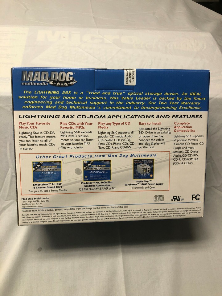New Mad Dog Multimedia 56X CD-ROM Lightning Drive MD-ED56R NIB | eBay