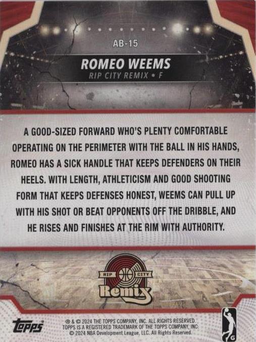 Las mejores ofertas en 2023-24 Topps G-League - #AB-15 Romeo Weems | eBay