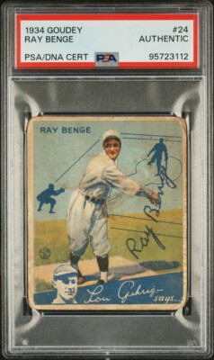 1934 Goudey #24 Ray Benge Signed Auto Brooklyn Dodgers PSA/DNA Auth | eBay