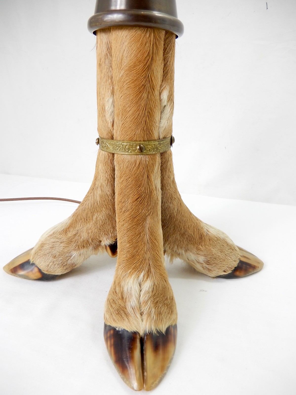 Vintage Deer Leg Lamp with Vintage Brass Riser - Stem. 4 Legs ...