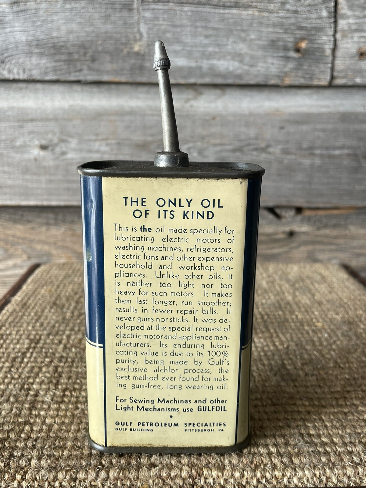 Vintage Gulf Oil Can Electric Motor Half Pint Oil Tin | eBay