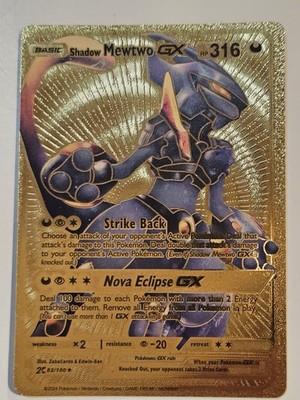2024 Pokémon Gold Foil Fan Art Card Shadow Mewtwo GX Hp 222 Basic | eBay