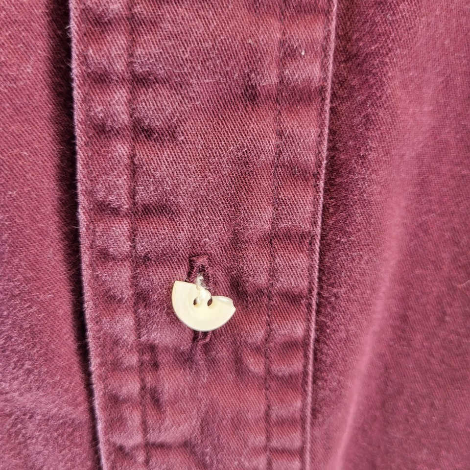 VTG Chaps Ralph Lauren Shirt Men XL Maroon Red Logo Cotton Button Up ...