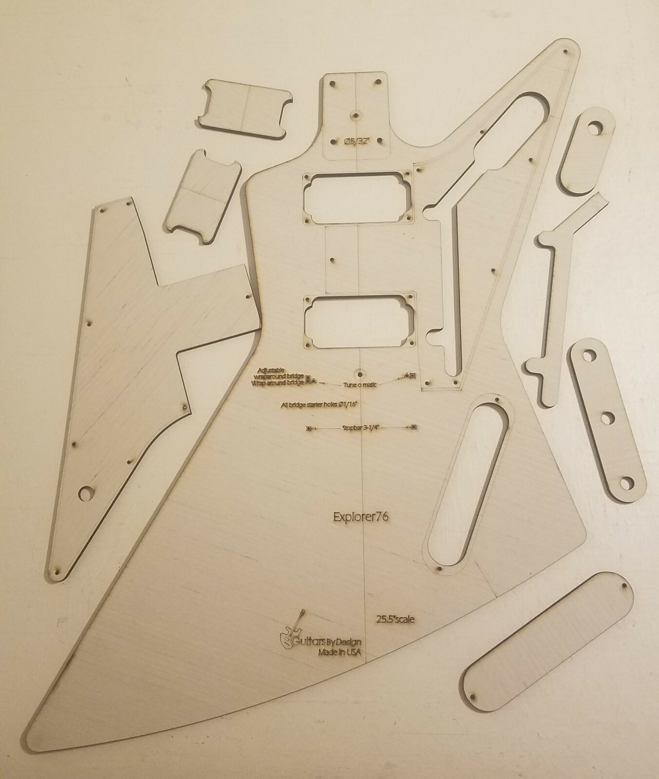 Custom Hybrid Explorer76 Guitar Body Template 4Tele Neck 3ply EX76 | eBay