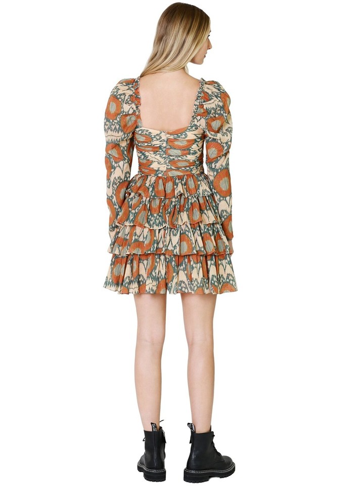 NWT Ulla Johnson Naiya Ruffled Long Sleeve Mini Dress Nimbus Size 6 ...