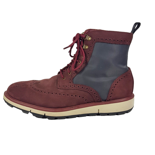 Swims Men's Boots Maroon Gray Leather Waterproof Wingtip Lace 9 | eBay