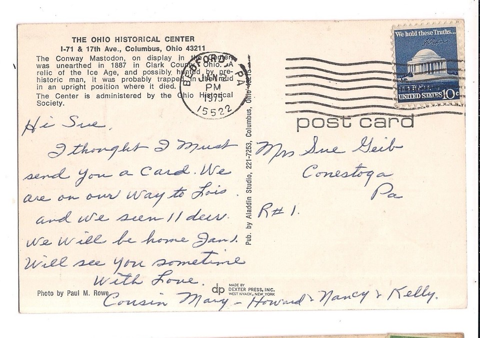 CONWAY MASTODON Skeleton Clark County Ohio Historical Center OH ...