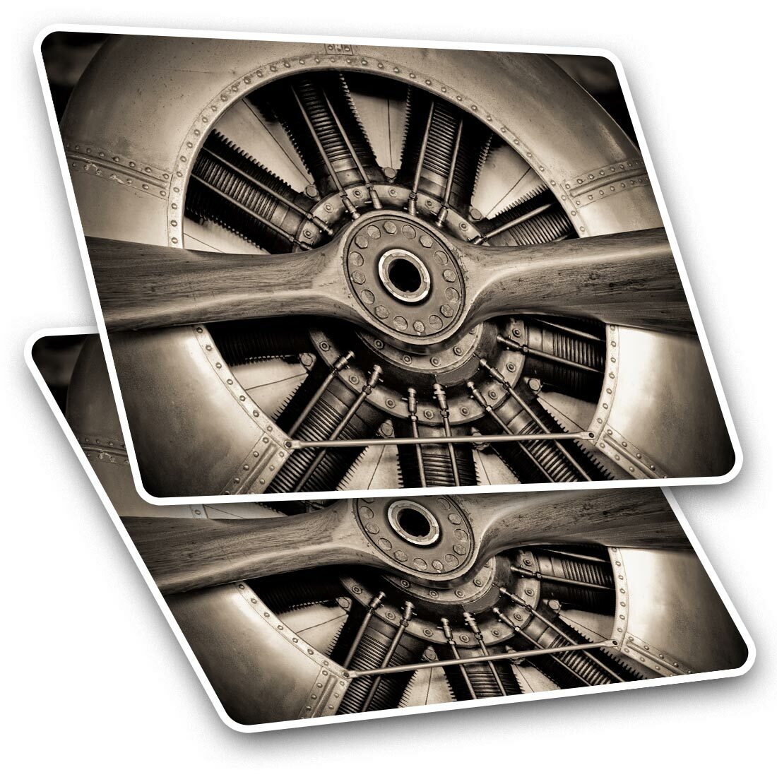 2 x Rectangle Stickers 10 cm - Vintage Airplane Propeller Engine Plane ...