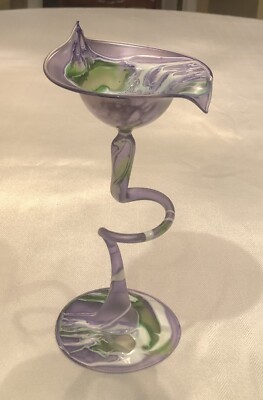 Stunning Penco Flame Glow Hand Blown Glass Long Stem Candle Holder ...