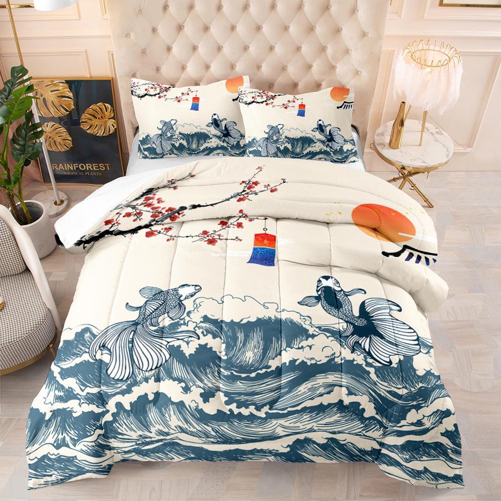 Soft Comforter Microfiber Doona Japanese Ukiyo-e Quilt Duvet Gift Bed ...