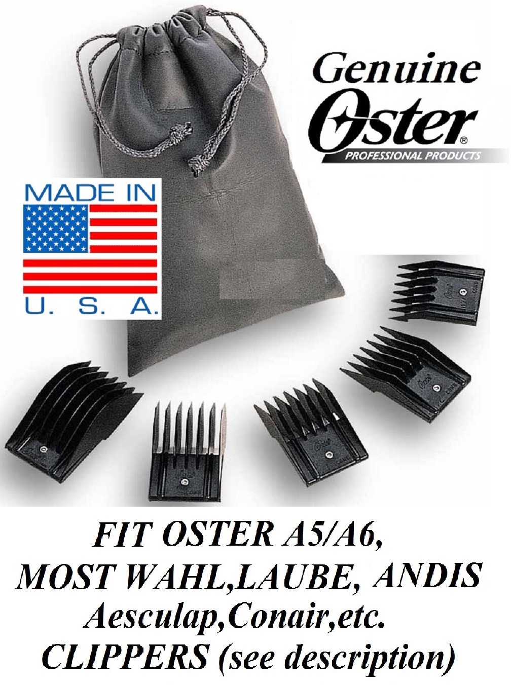 OSTER A5 Blade ATTACHMENT Guard Snap On 5pc COMB SET*Fit Many Wahl ...