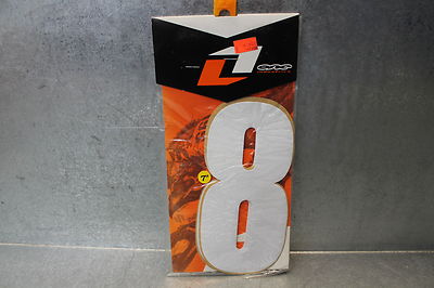 New One Industries Pre Cut #8 Number Decal Sticker 7" White WHT 3 Pack ...