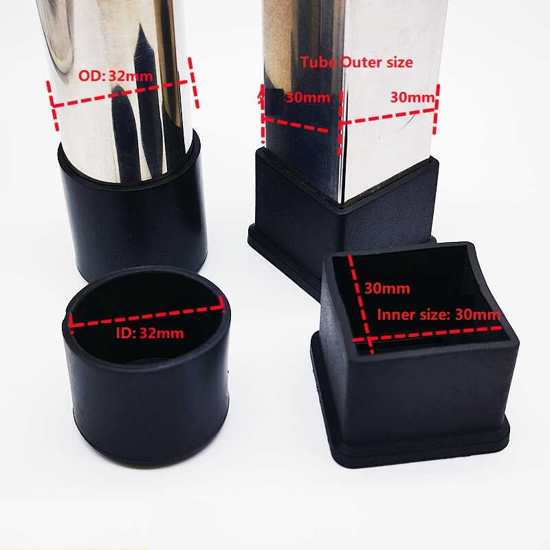 Round Plastic End Cap Black, PVC Soft Rubber Caps Tube Pipe Feet ∅ 6 ...