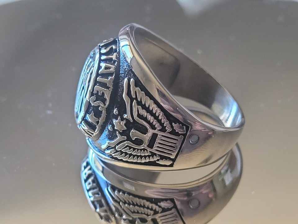 Stainless Steel United States Veteran Military Ring - US Veteran Biker ...