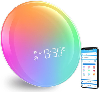 Smart Sunrise Alarm Clock with Bluetooth Speaker and White Noise Night ...